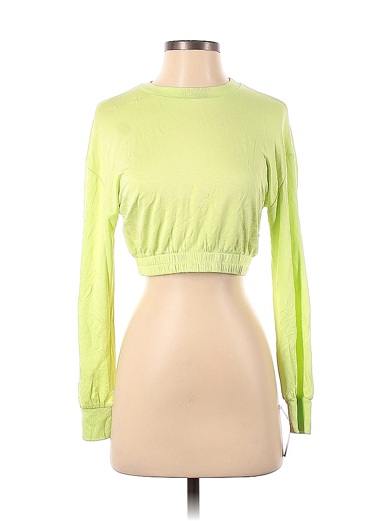 colsie Solid Yellow Green Sweatshirt Size XS - 45% off | thredUP