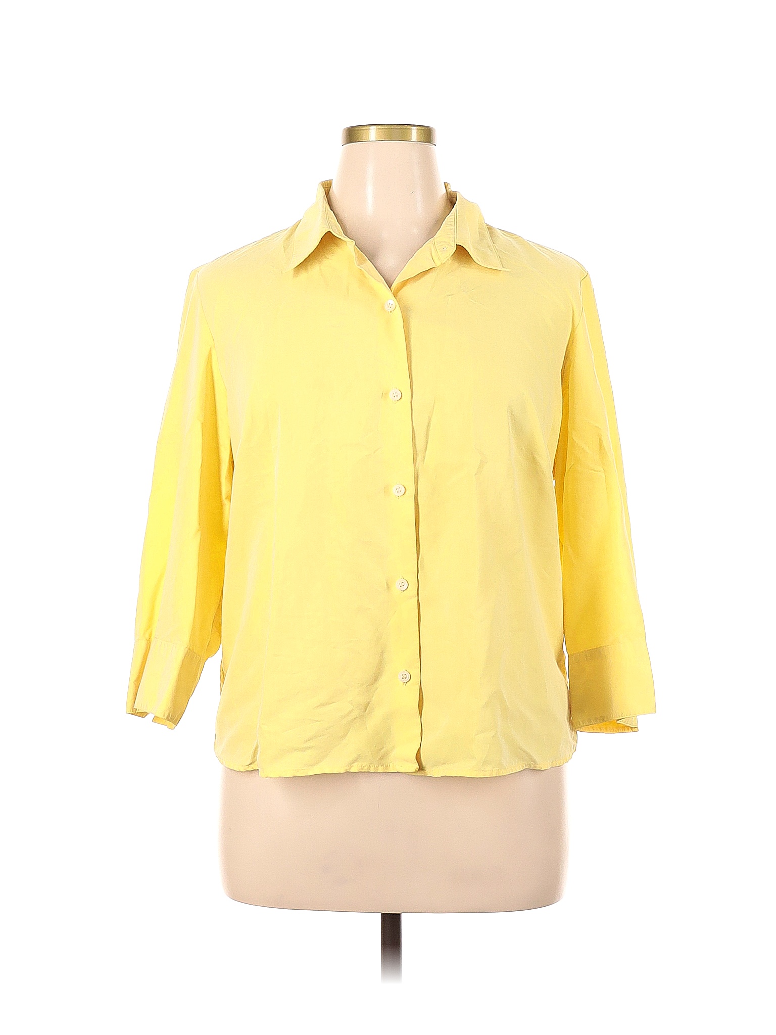 Liz Claiborne 100% Cotton Solid Yellow Long Sleeve Button-Down Shirt Size XL - 66% off | thredUP