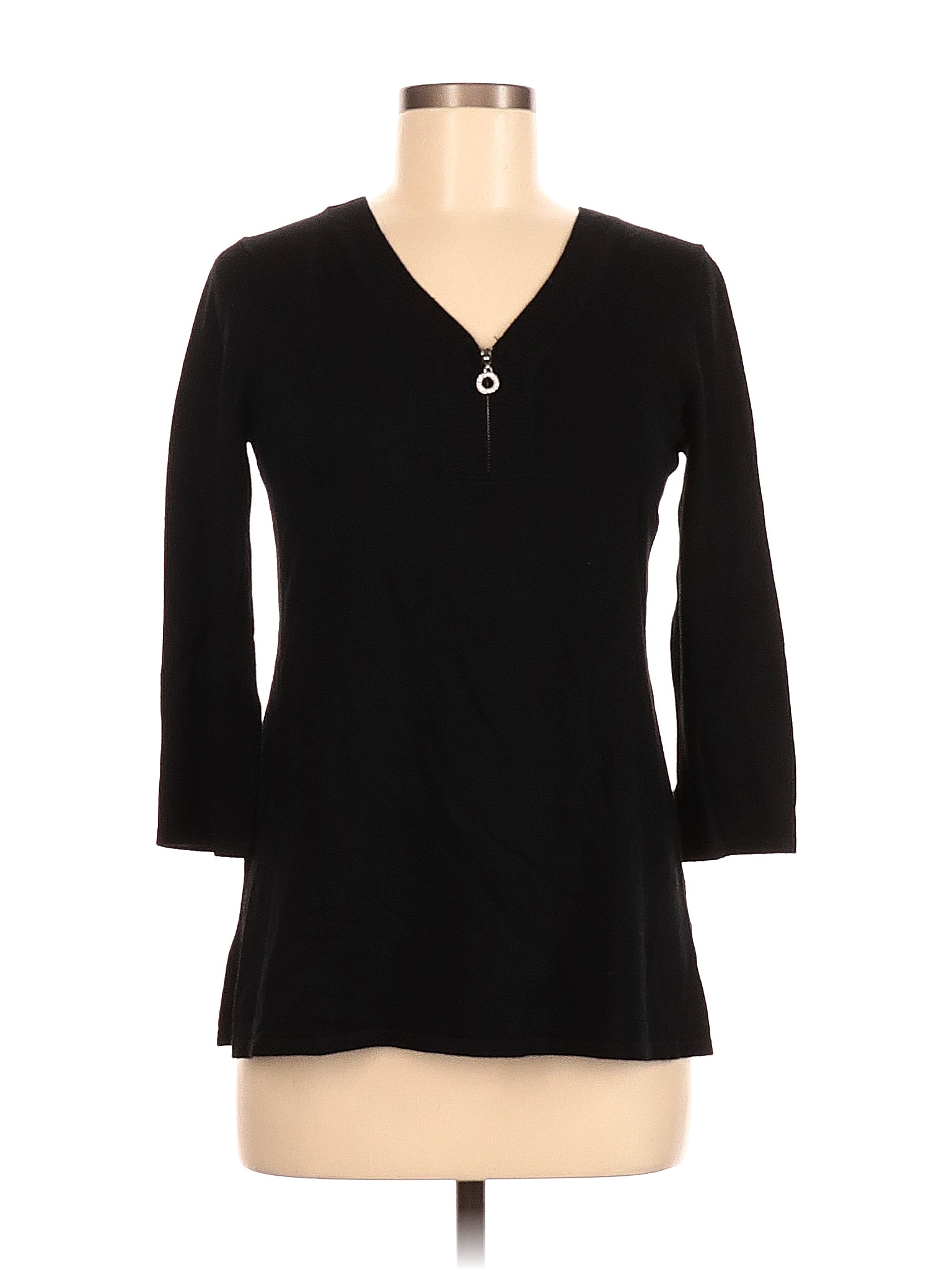 Cable And Gauge Solid Black Long Sleeve Top Size M 51 Off Thredup