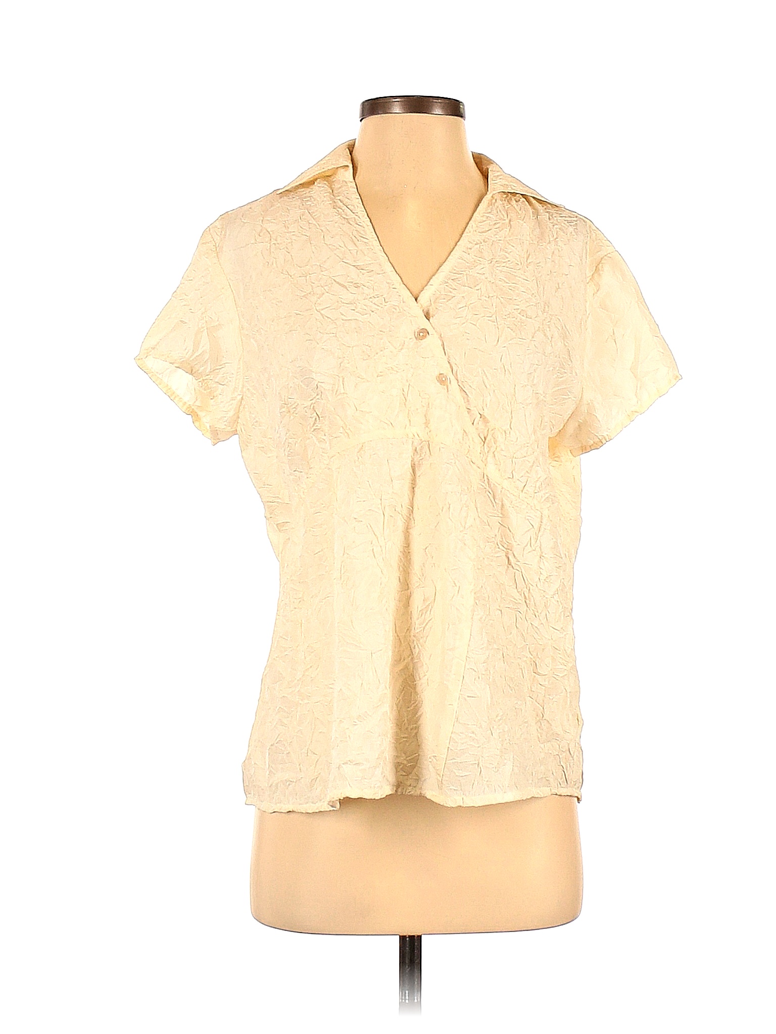 J Jill 100 Silk Solid Tan Ivory Short Sleeve Silk Top Size S 77 Off