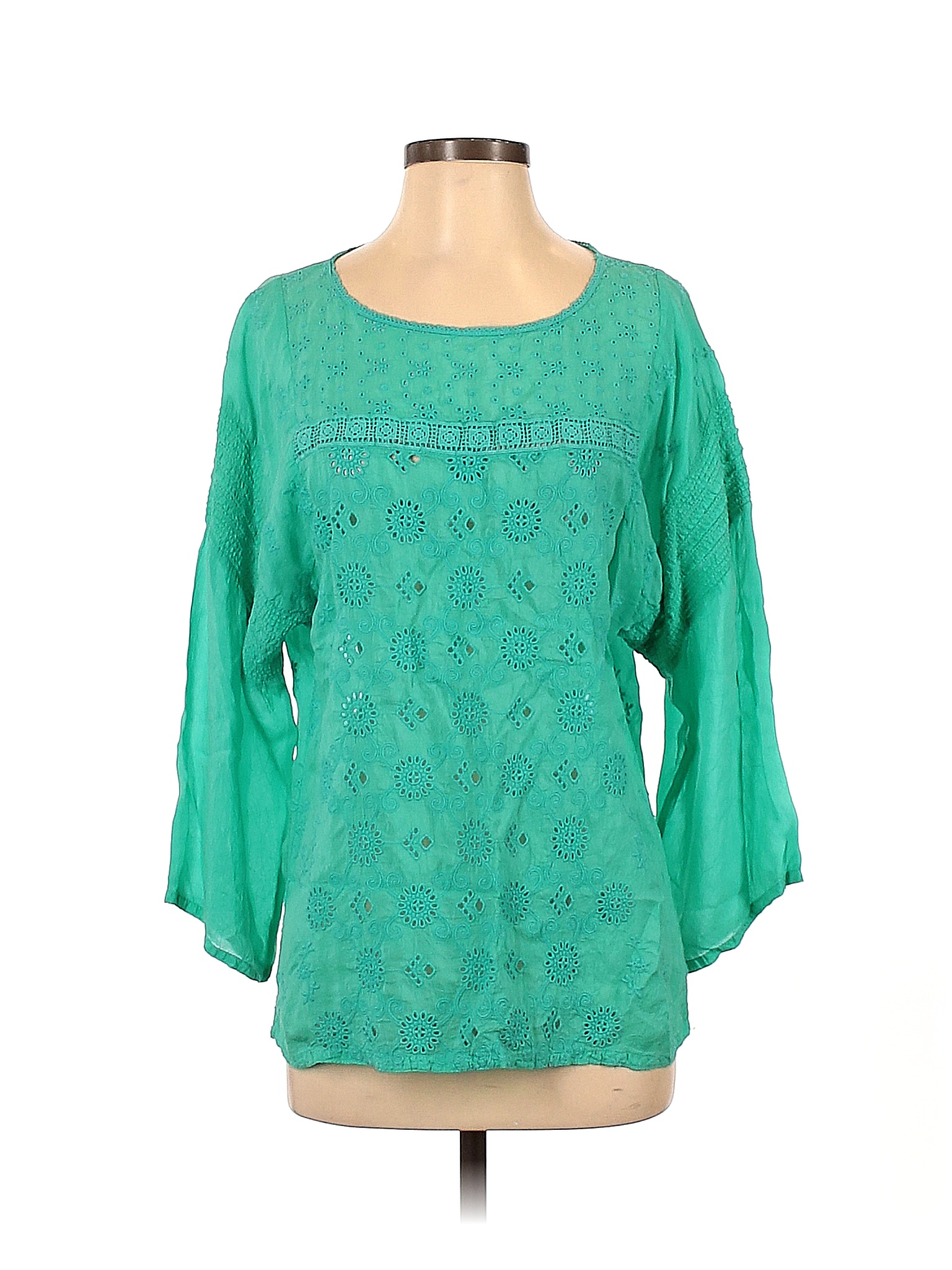 Johnny Was 100 Rayon Solid Blue Long Sleeve Blouse Size Xs 79 Off