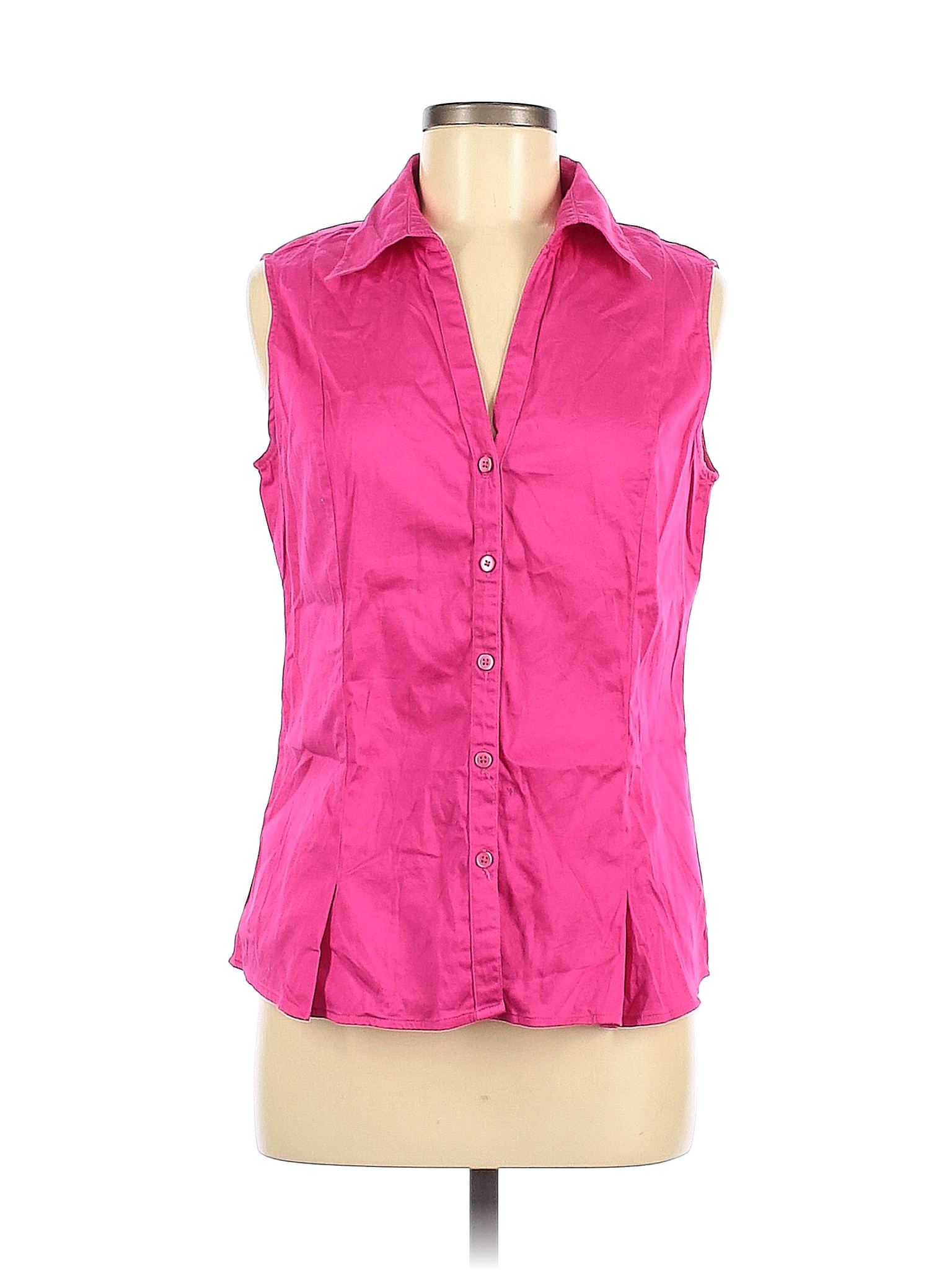 Cato Solid Pink Sleeveless Button Down Shirt Size M 45 Off Thredup