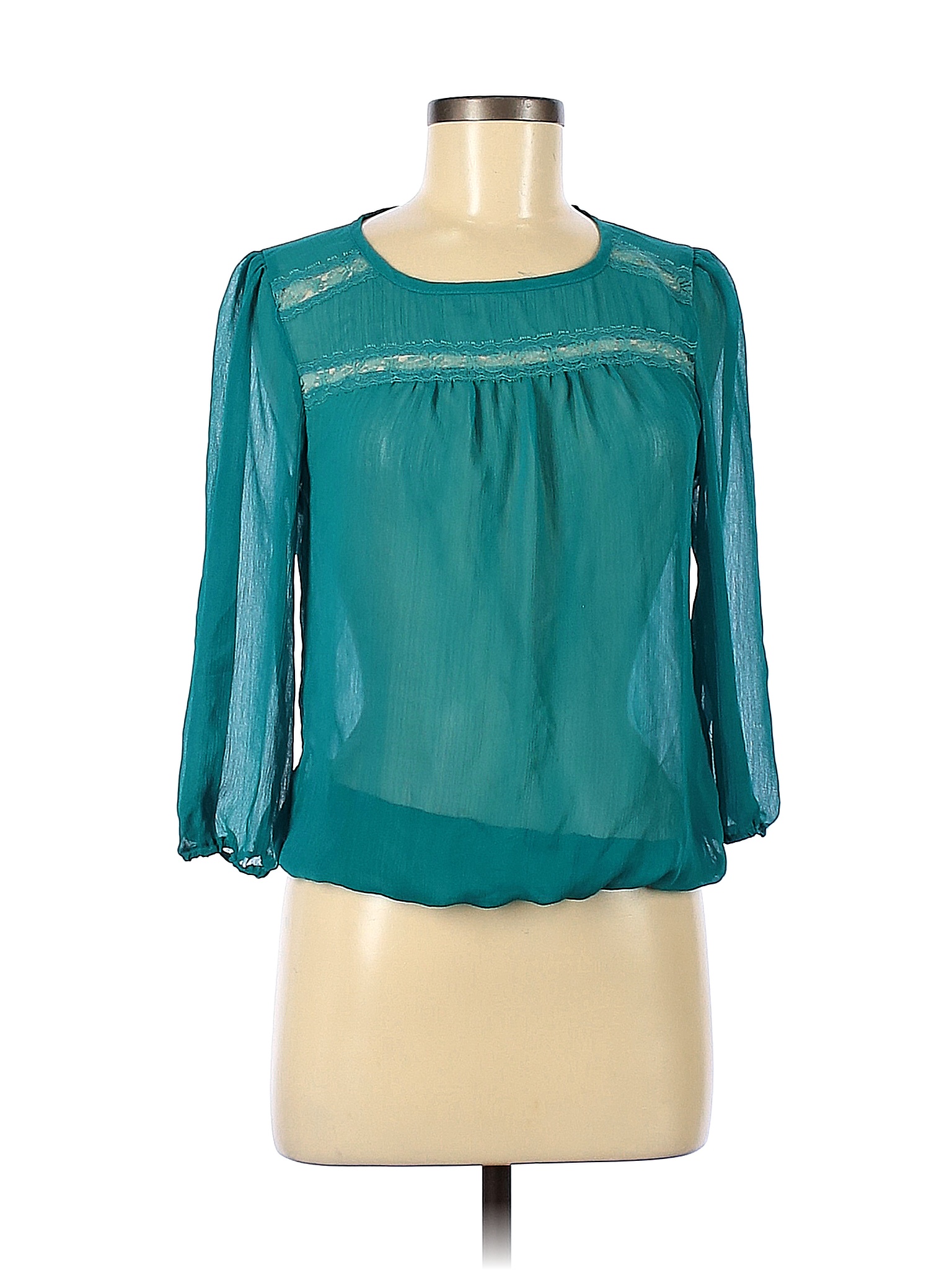 Lily Star Colored Teal Long Sleeve Blouse Size M 68 Off Thredup