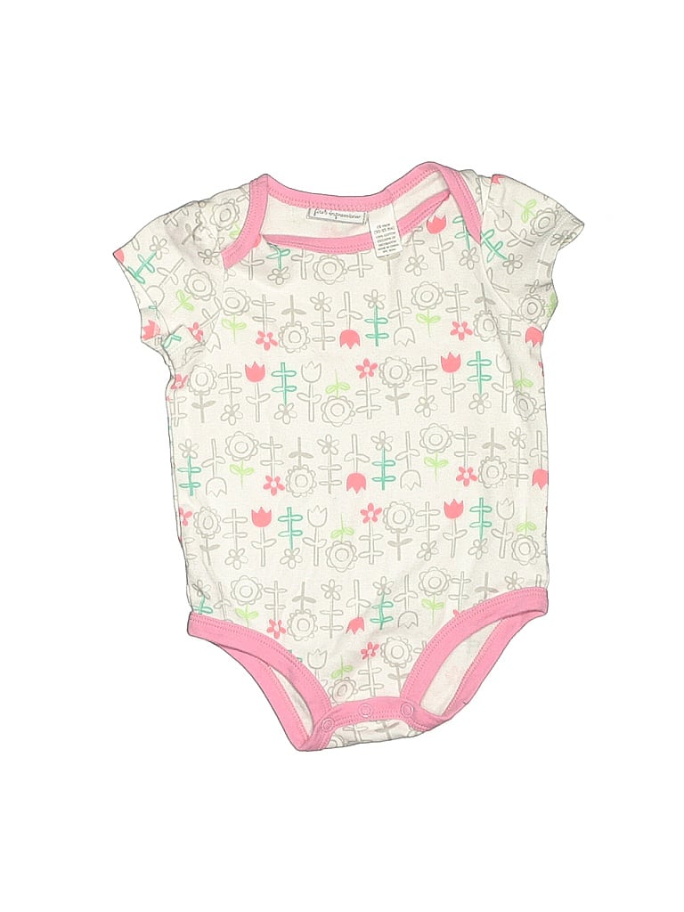 First Impressions 100% Cotton Floral Ivory White Short Sleeve Onesie ...
