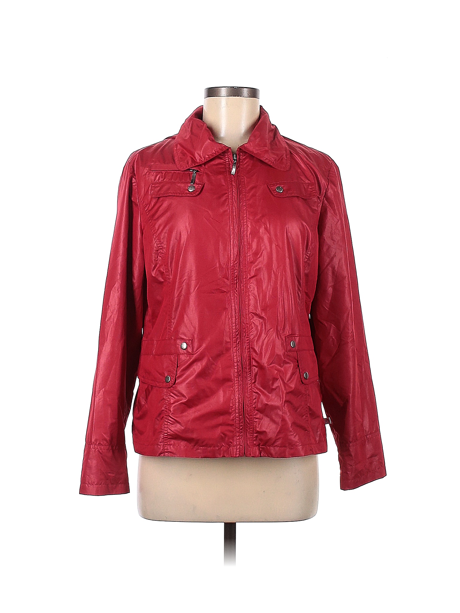 Zenergy by Chico's 100% Polyester Solid Red Windbreaker Size Med (1 ...