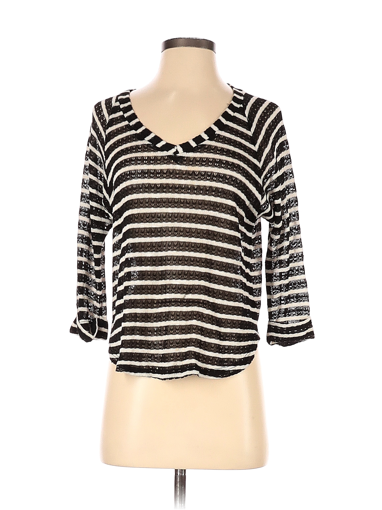 Splendid Stripes Color Block Multi Color Black Pullover Sweater Size XS ...