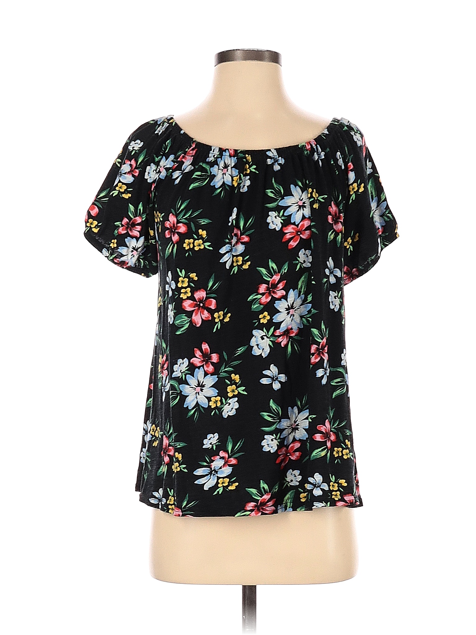 Old Navy Floral Black Short Sleeve Blouse Size S 71 Off Thredup