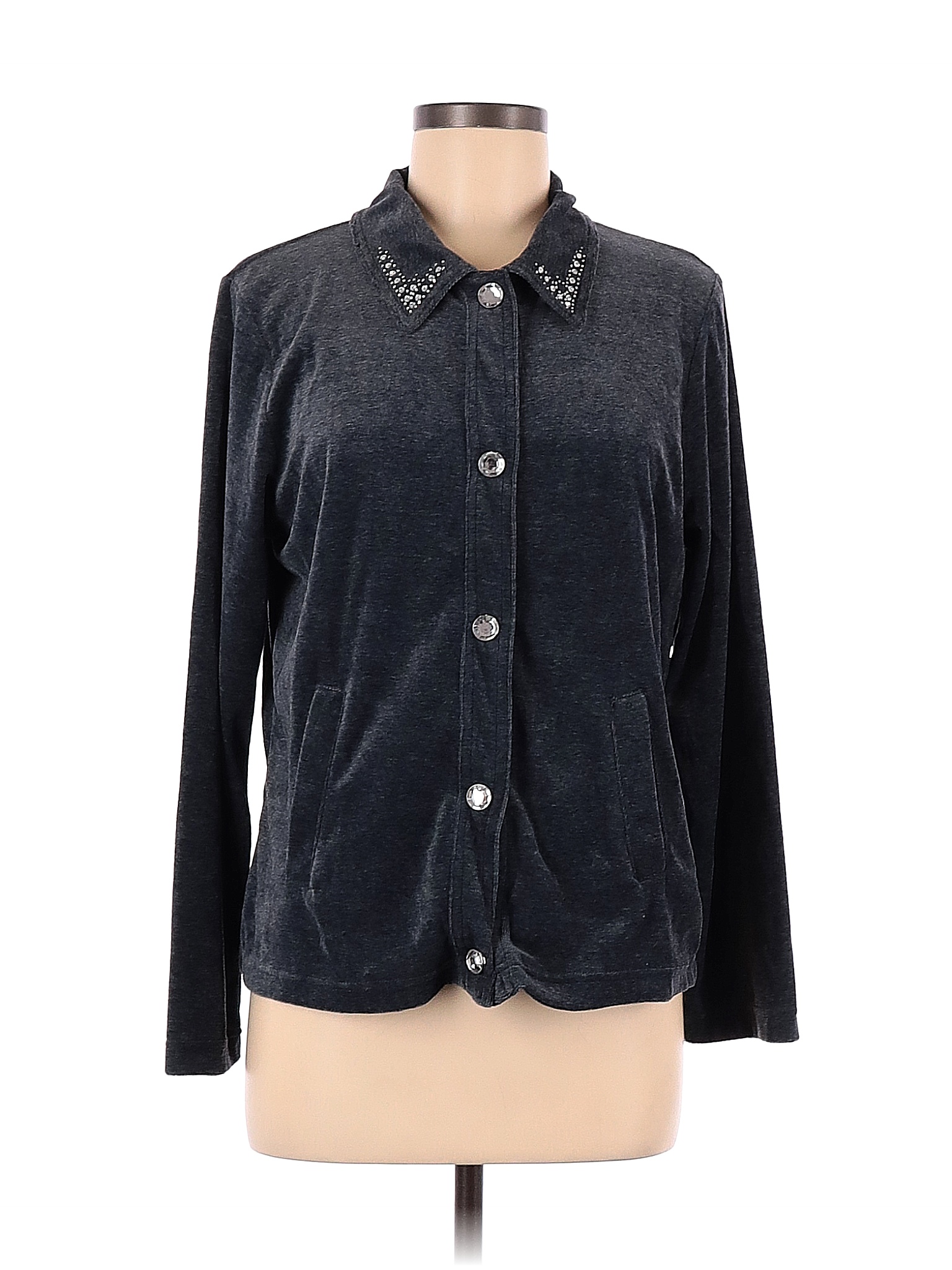 Onque Casuals Solid Black Gray Jacket Size M - 87% off | thredUP