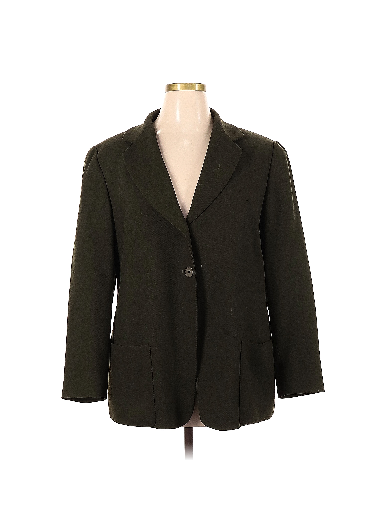 Linda Allard Ellen Tracy 100% Wool Solid Black Green Wool Blazer Size 14 - 87% off | thredUP