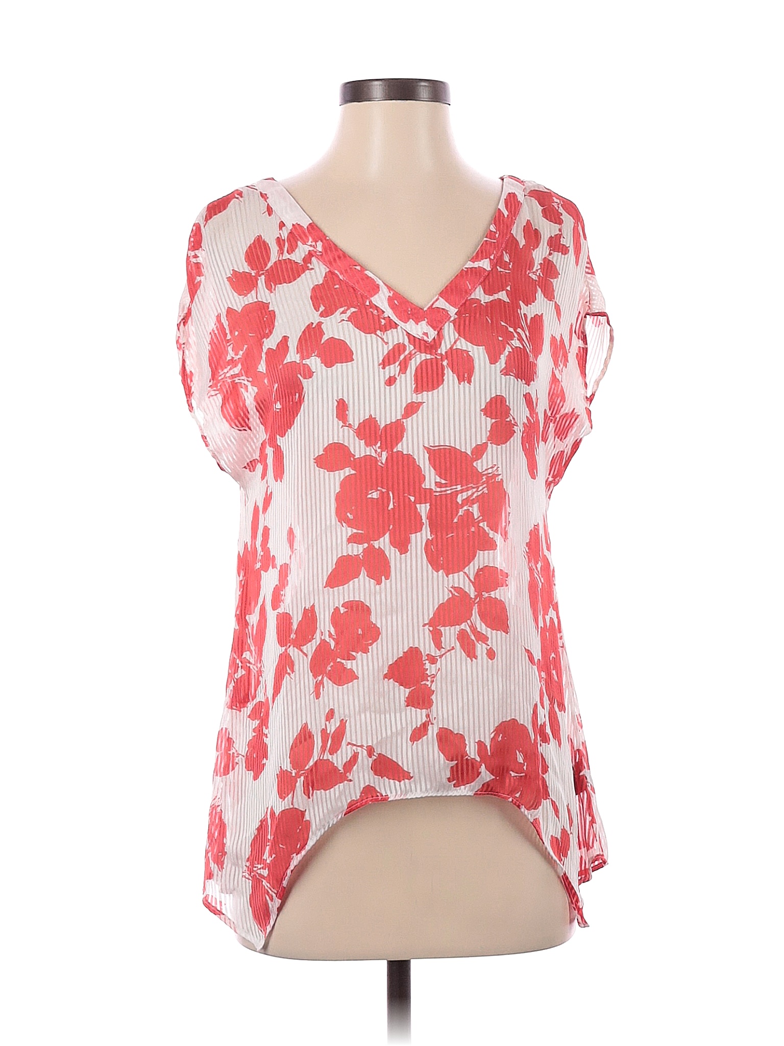 Bold Elements 100% Polyester Floral Red Short Sleeve Blouse Size S - 81 ...