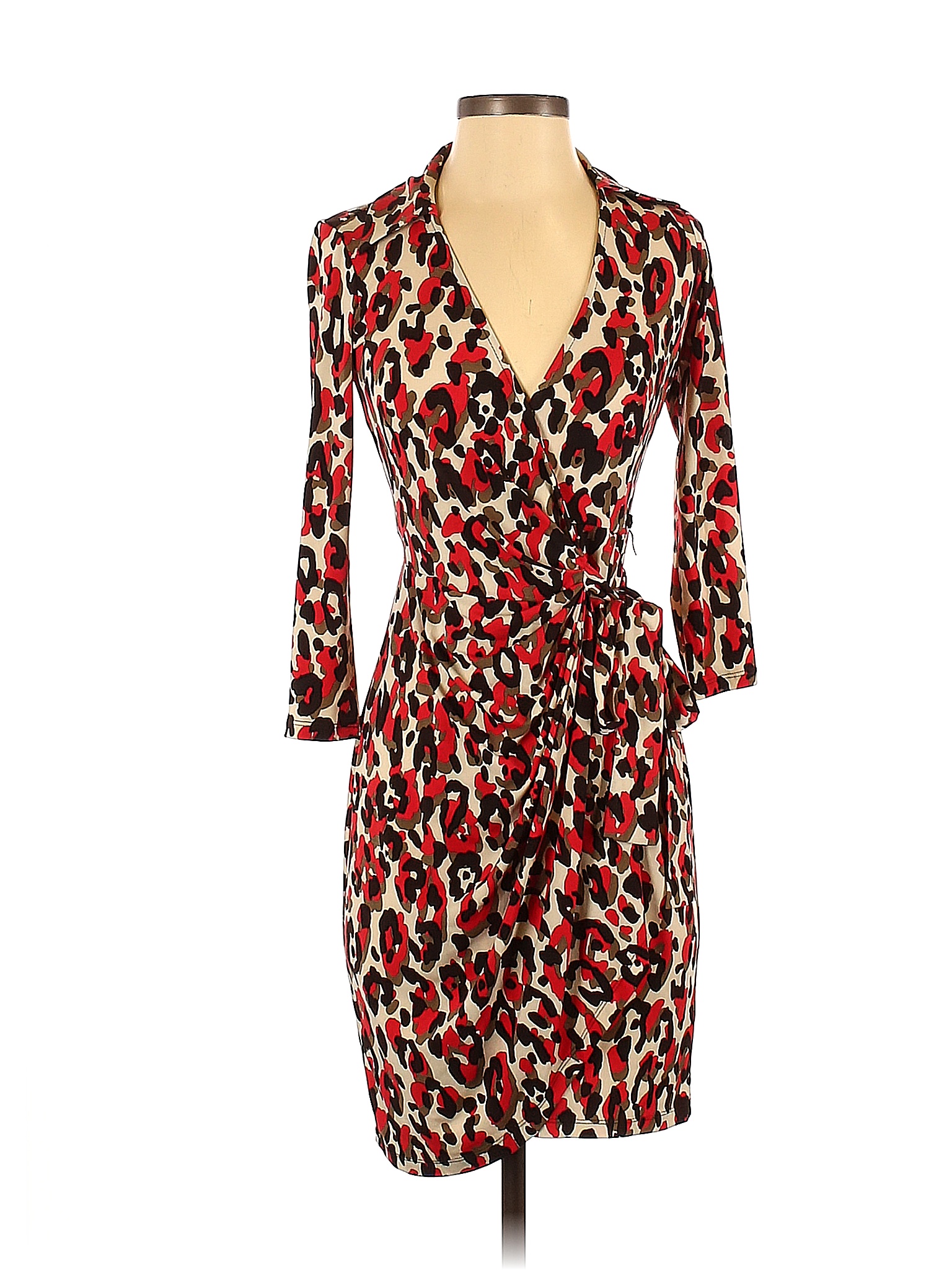 Boston Proper Animal Print Leopard Print Multi Color Red Casual Dress ...
