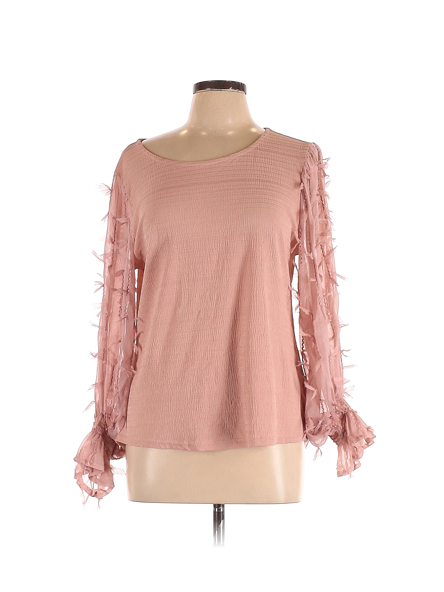 Blu Pepper Solid Pink Long Sleeve Blouse Size L - 79% off | thredUP