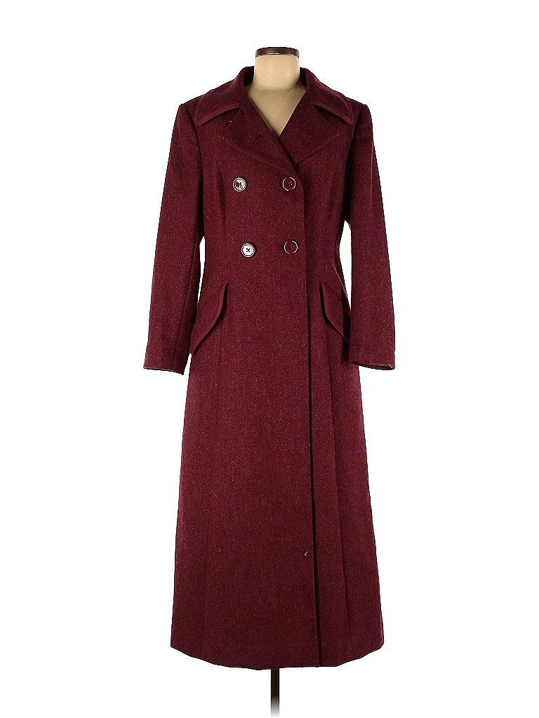 J. Peterman 100% Wool Solid Maroon Burgundy Wool Coat Size 6 - 72% off | thredUP