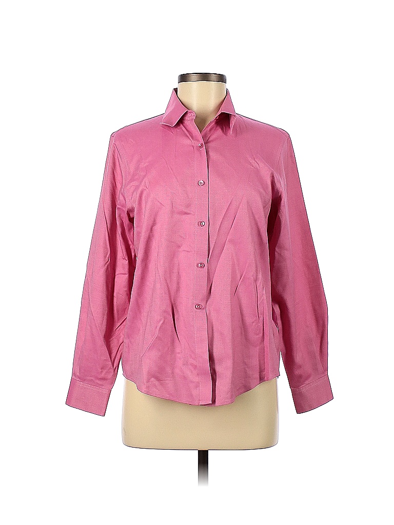 Talbots 100% Cotton Solid Colored Pink Long Sleeve Button-Down Shirt Size 8 - 91% off | thredUP
