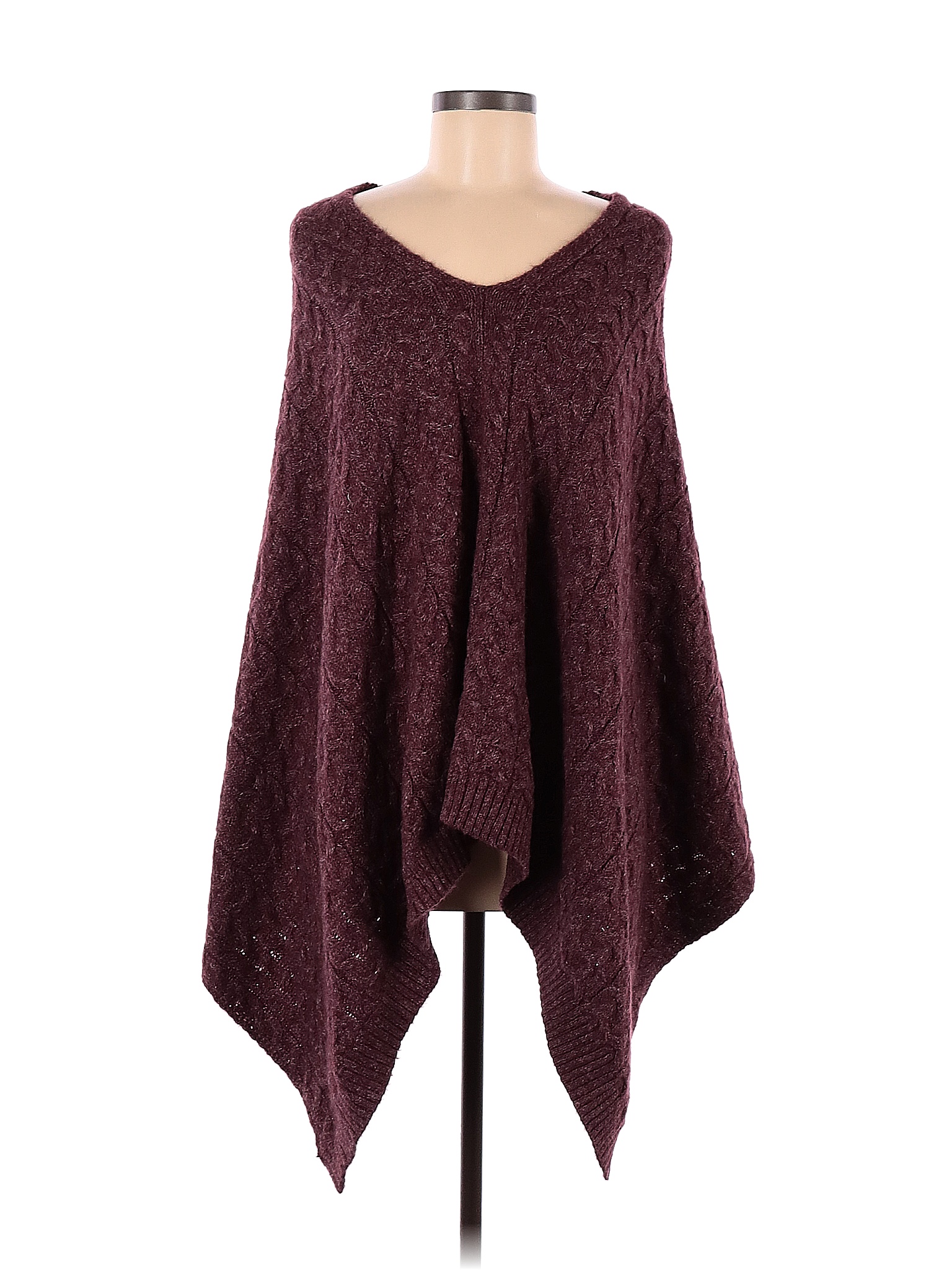 J.Jill Solid Maroon Burgundy Poncho One Size - 74% off | thredUP