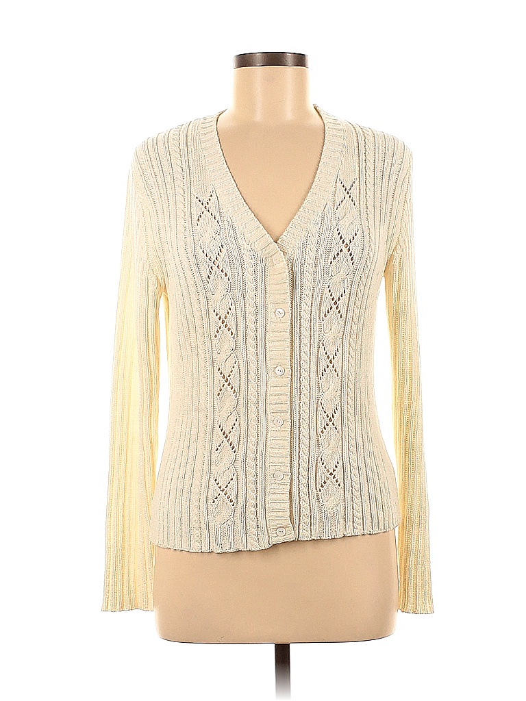 Rena Rowan Solid Tan White Cardigan Size M - 59% off | thredUP