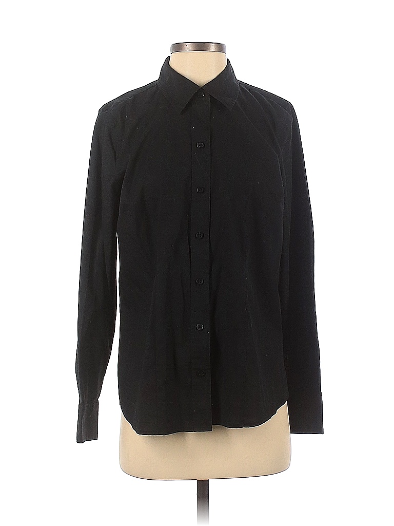 Basic Editions Solid Black Long Sleeve Blouse Size S - 68% off | thredUP