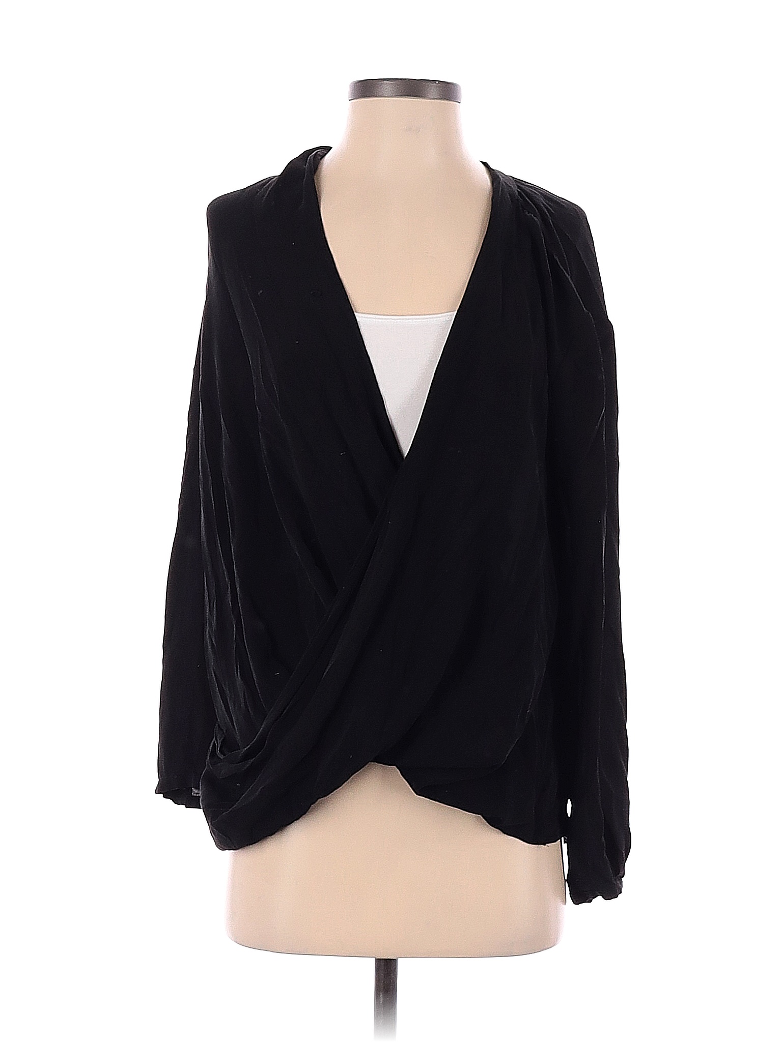 Calypso St. Barth 100% Silk Solid Black Long Sleeve Silk Top Size S - 84% off | thredUP