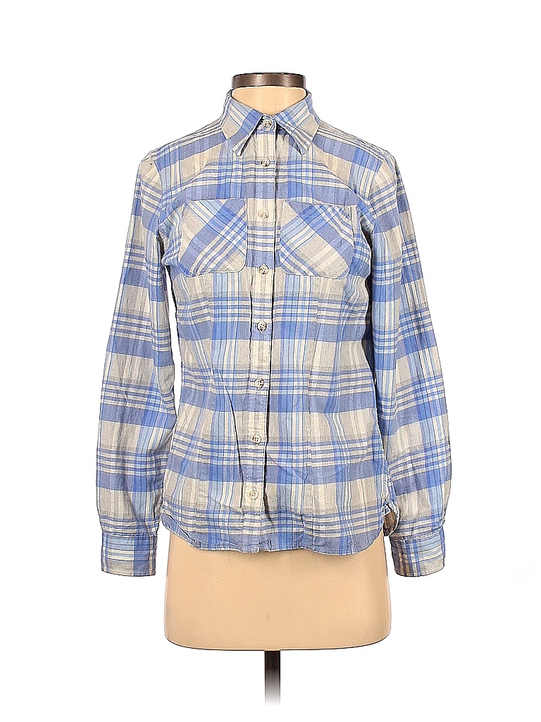 L.L.Bean 100% Cotton Plaid Blue Long Sleeve Button-Down Shirt Size XXS - 72% off | thredUP