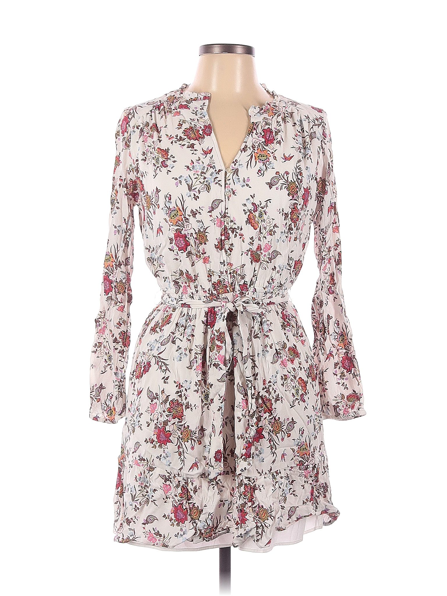 Ann Taylor Loft 100 Rayon Floral White Casual Dress Size L 76 Off
