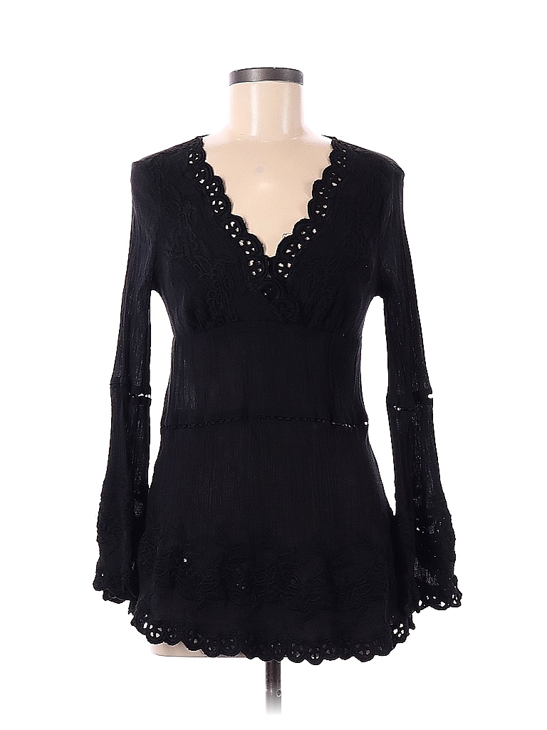 Boston Proper 100% Cotton Solid Black Long Sleeve Blouse Size XXS - 80% ...