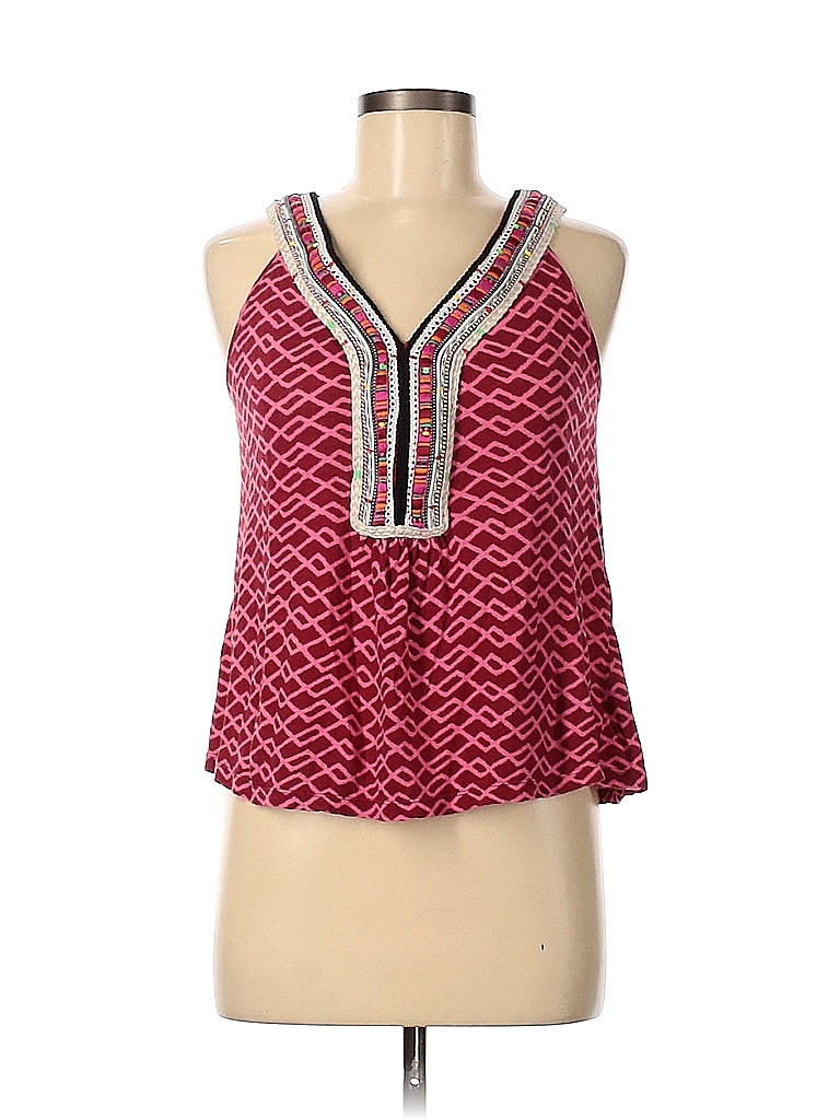 Akemi + Kin Chevron-herringbone Color Block Pink Burgundy Tank Top Size ...