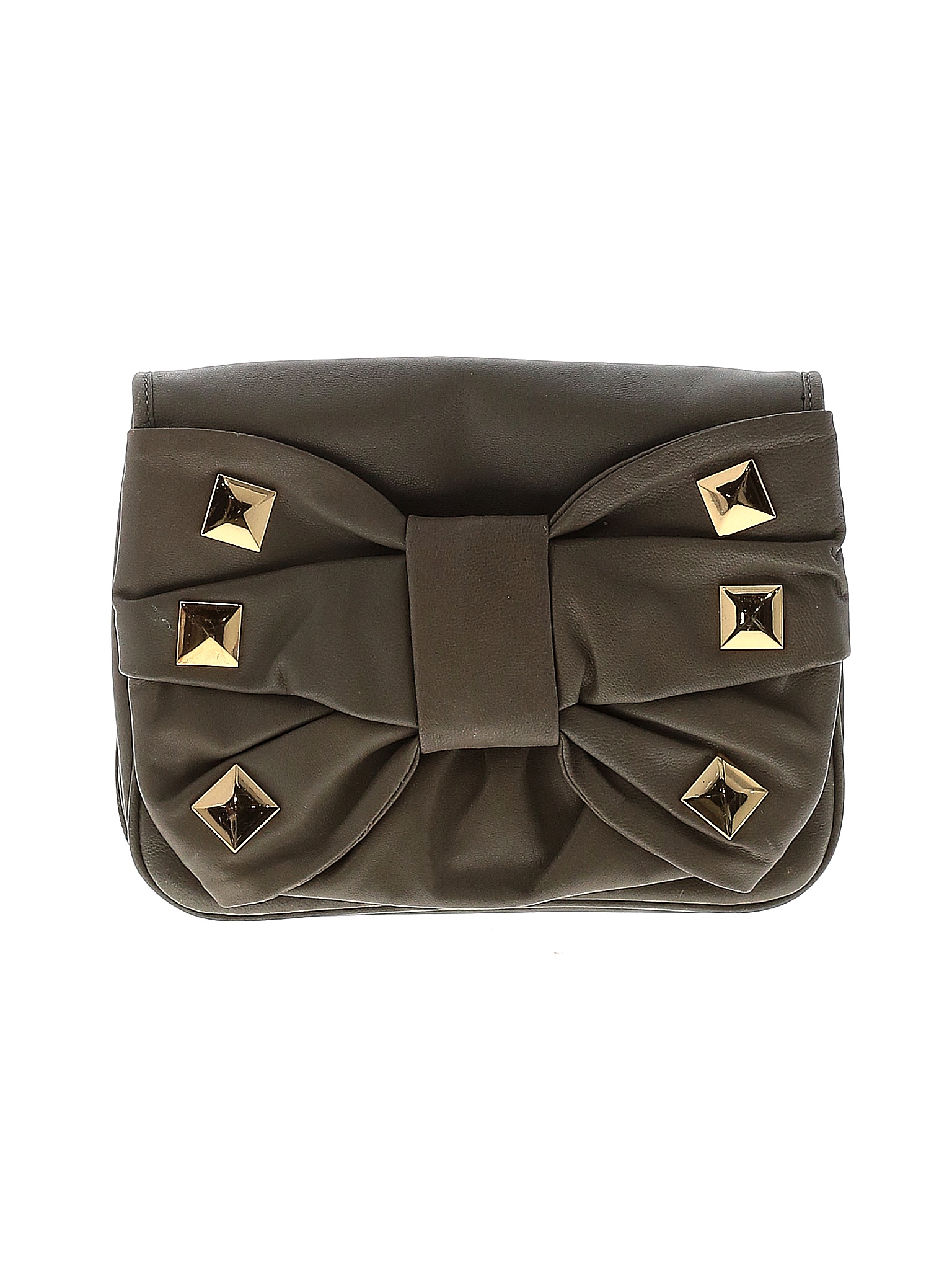 Felix Rey 100% Leather Solid Green Gray Leather Clutch One Size - 81% ...