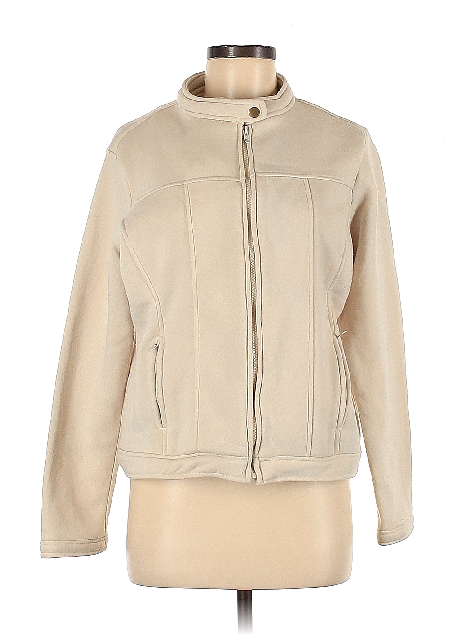 Sabrina Lauren 100% Polyester Solid Tan Ivory Jacket Size M - 68% off | thredUP