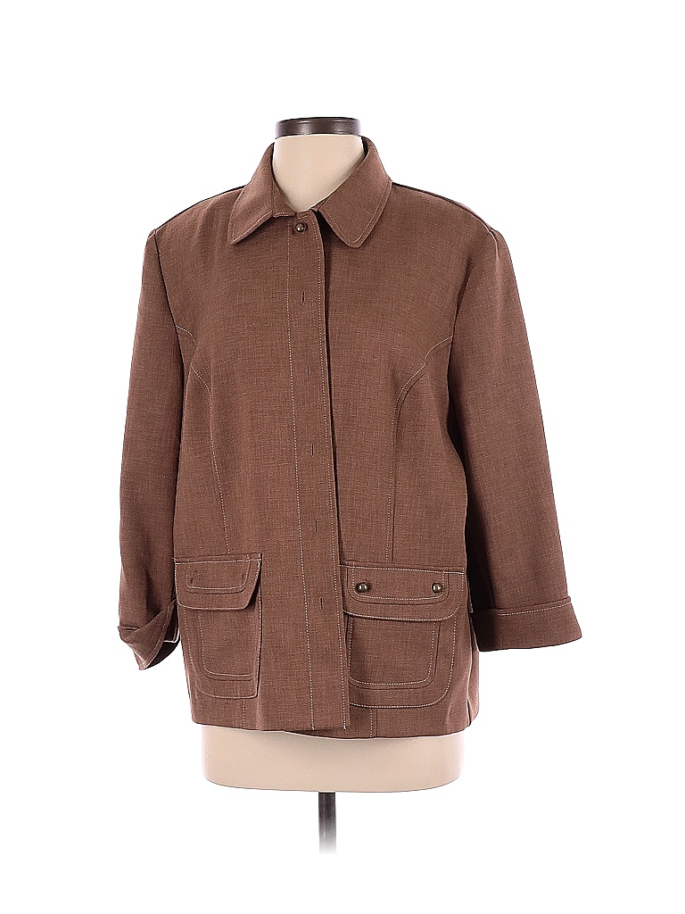 Alfred Dunner 100% Polyester Solid Colored Brown Jacket Size 14 - 75% off | thredUP