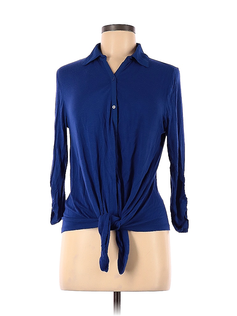 Joseph A Solid Colored Blue Long Sleeve Top Size M 75 Off Thredup