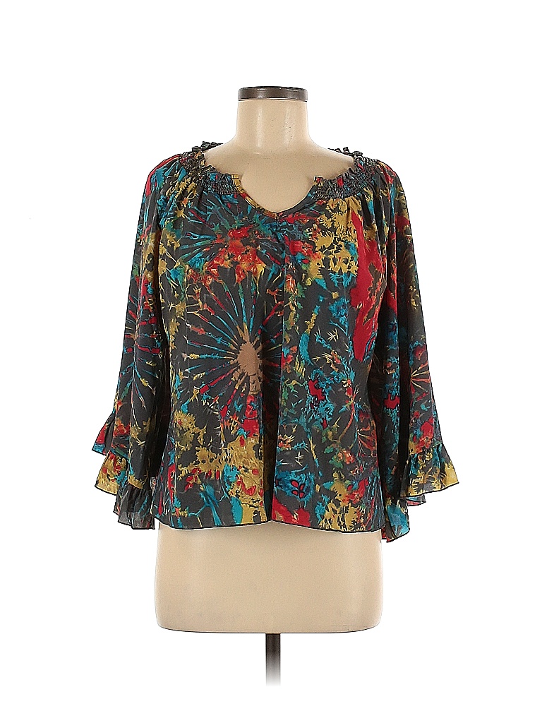 Trendy Angel Floral Gray Long Sleeve Blouse Size M - 78% off | thredUP