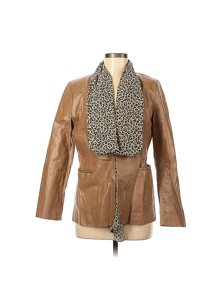 IMAN 100% Leather Tan Leather Jacket Size M - 75% off | thredUP