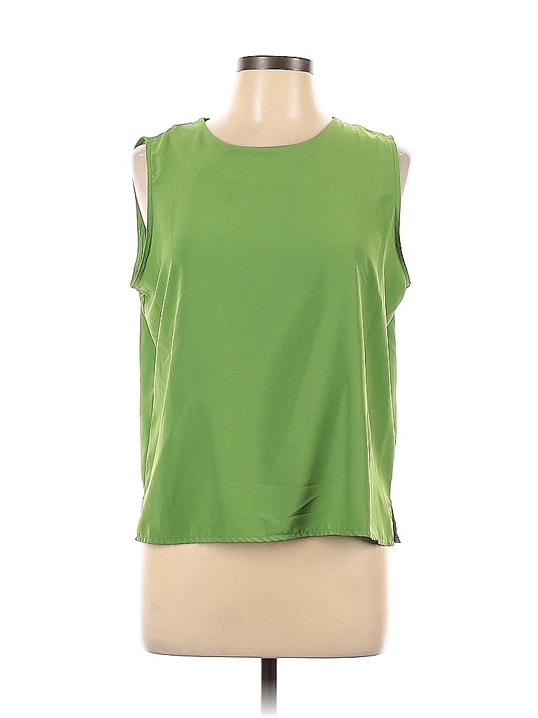 Notations 100 Polyester Solid Green Sleeveless Blouse Size L 65 Off