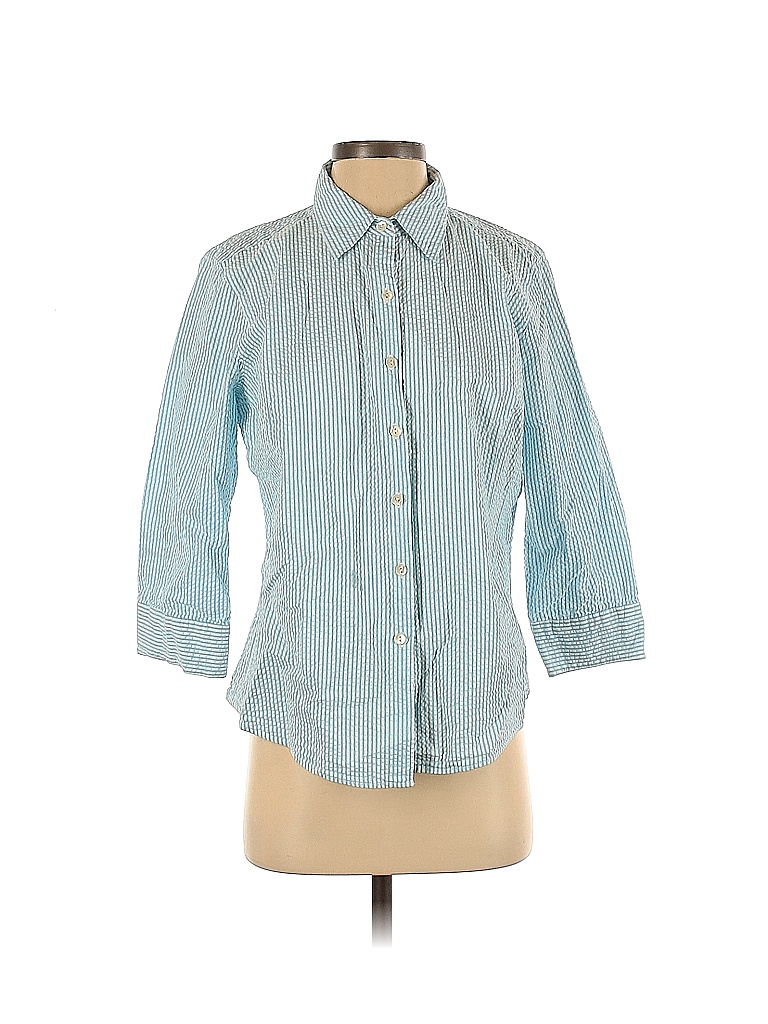 L.L.Bean 100% Cotton Blue Long Sleeve Button-Down Shirt Size M - 62% off | thredUP