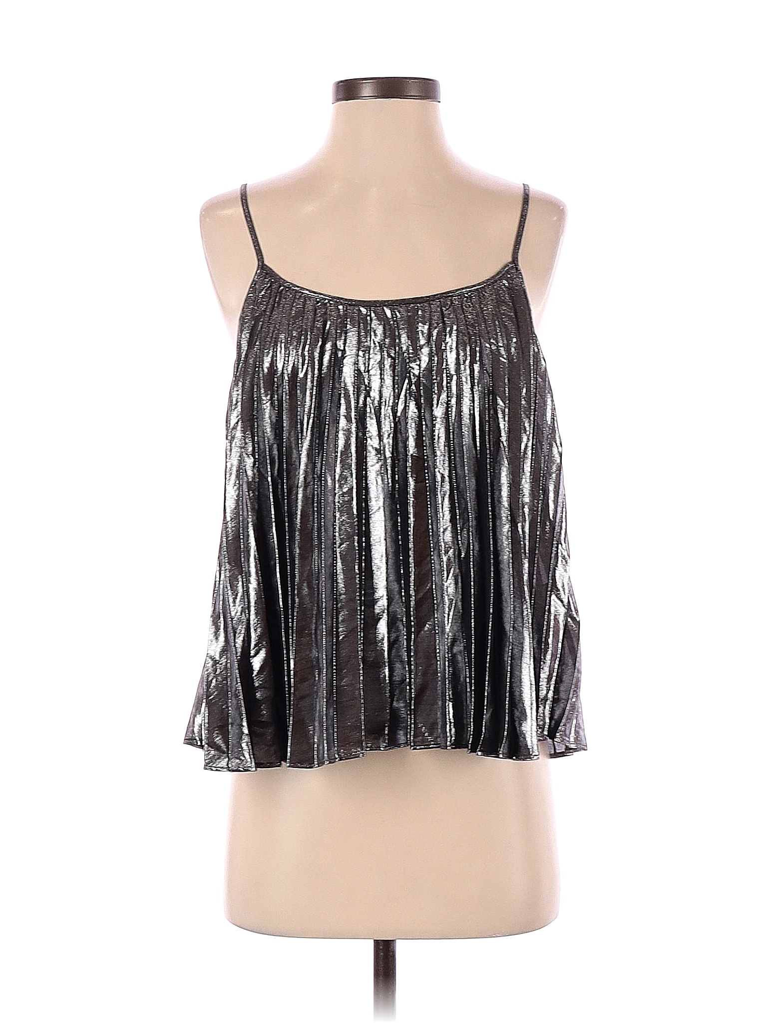 Banana Republic 100% Polyester Metallic Silver Tank Top Size S - 57% ...