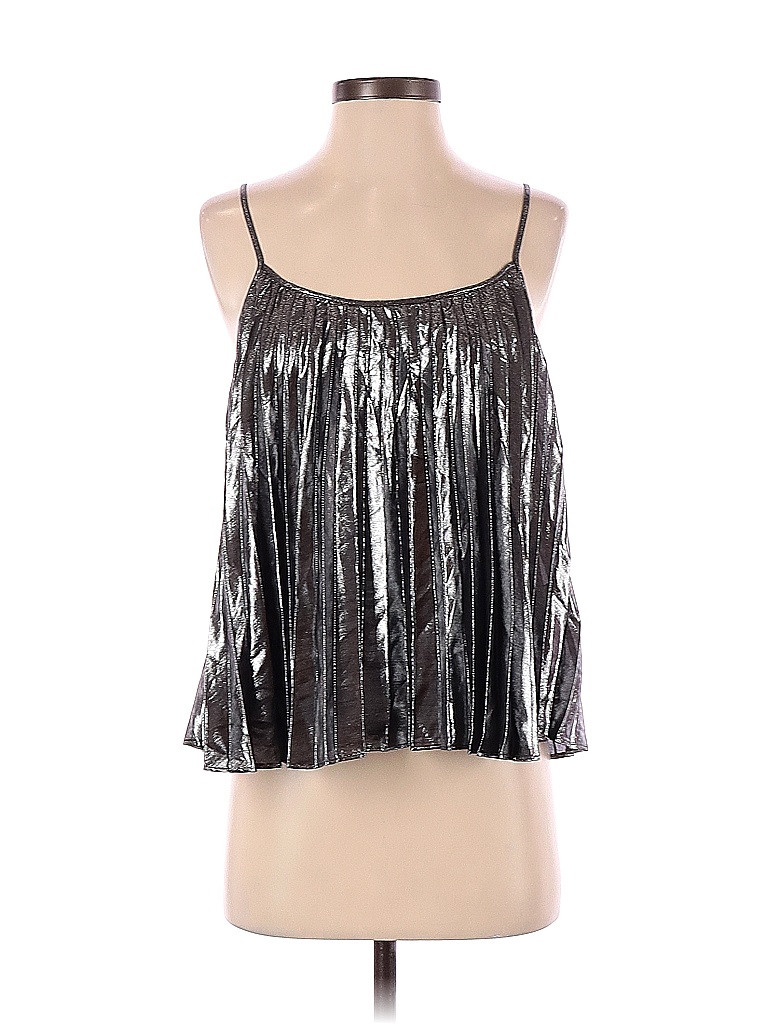 Banana Republic 100% Polyester Metallic Silver Tank Top Size S - 57% ...