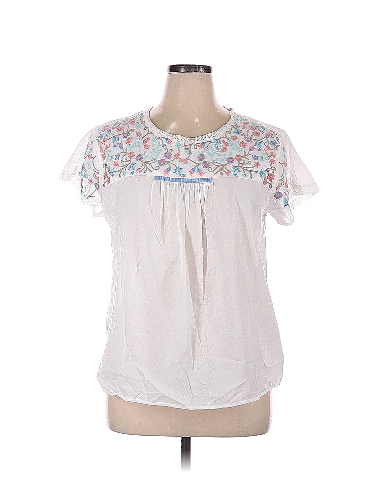 Preswick & Moore 100% Cotton Solid White Short Sleeve Blouse Size XL ...