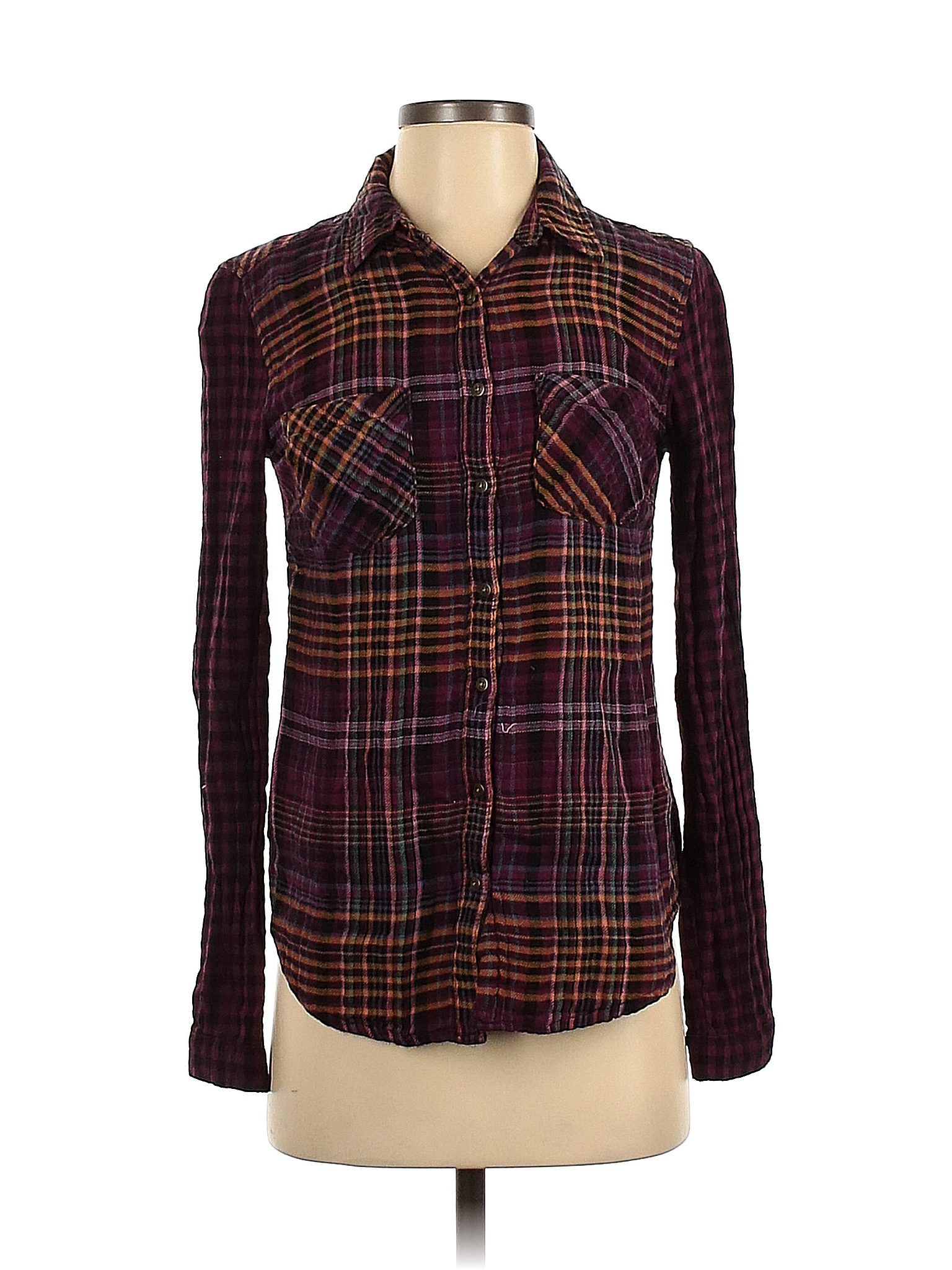 Maurices Plaid Purple Long Sleeve Button-Down Shirt Size XS - 58% off | thredUP