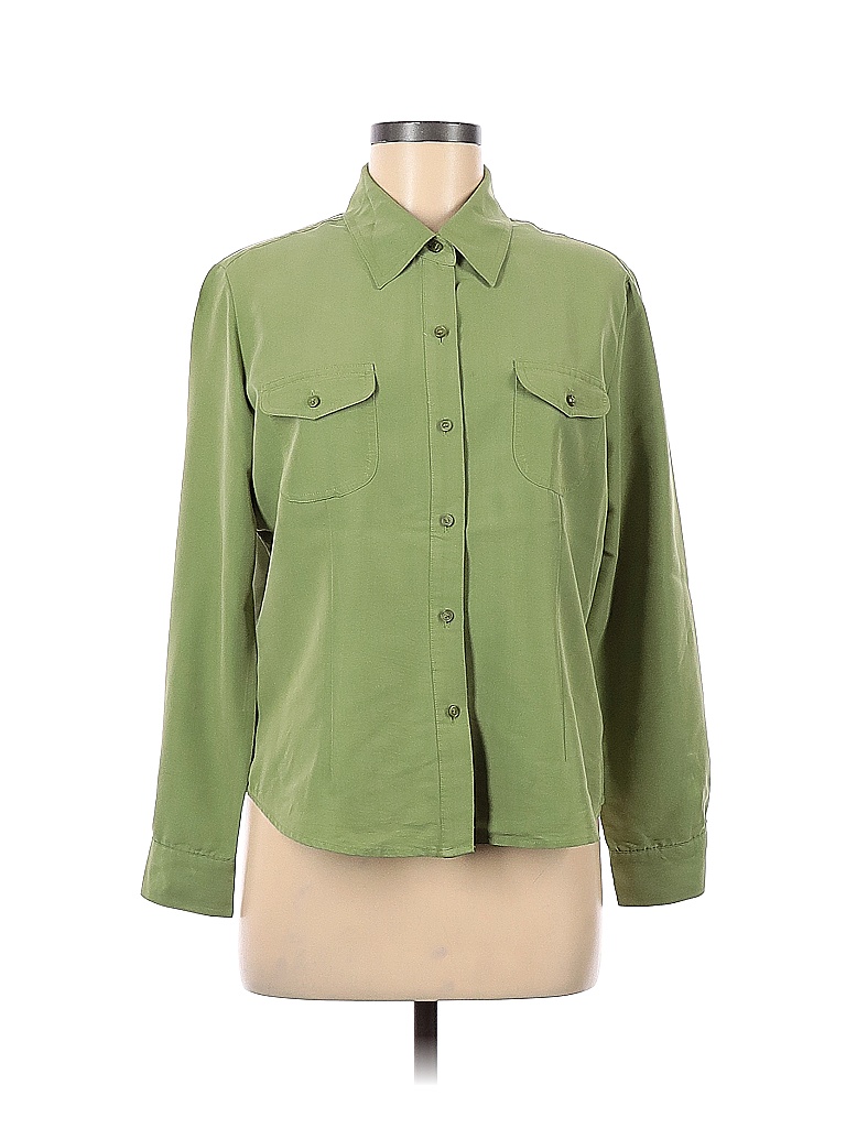Croft And Barrow Solid Green Long Sleeve Blouse Size M 57 Off Thredup