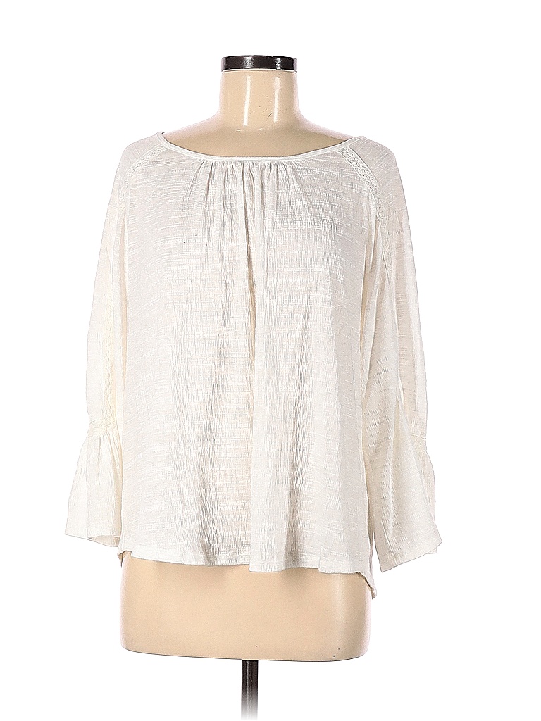 Cable And Gauge Solid White Ivory Long Sleeve Top Size L 51 Off Thredup