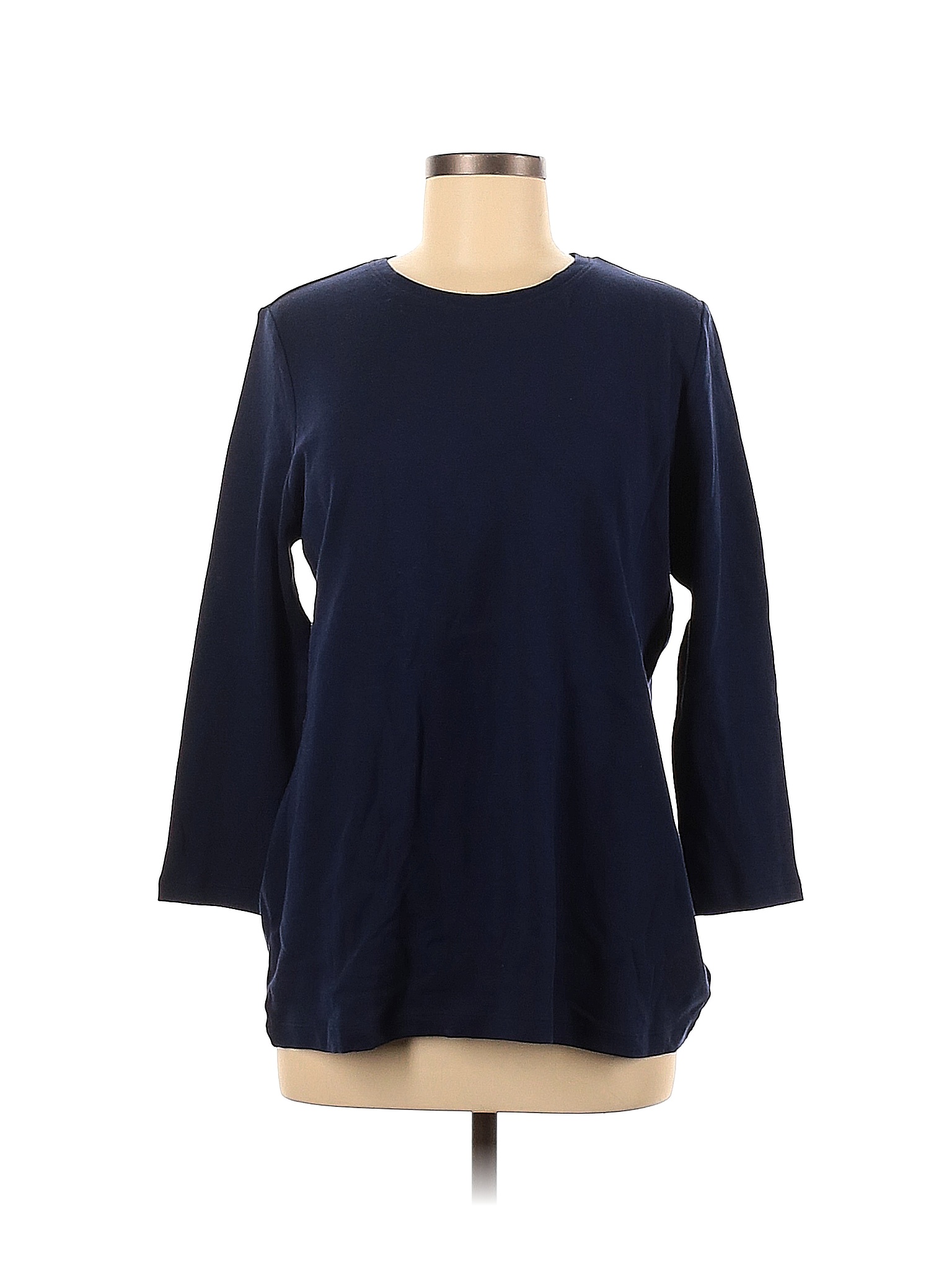 Kim Rogers 100 Cotton Solid Blue Long Sleeve T Shirt Size M 66 Off