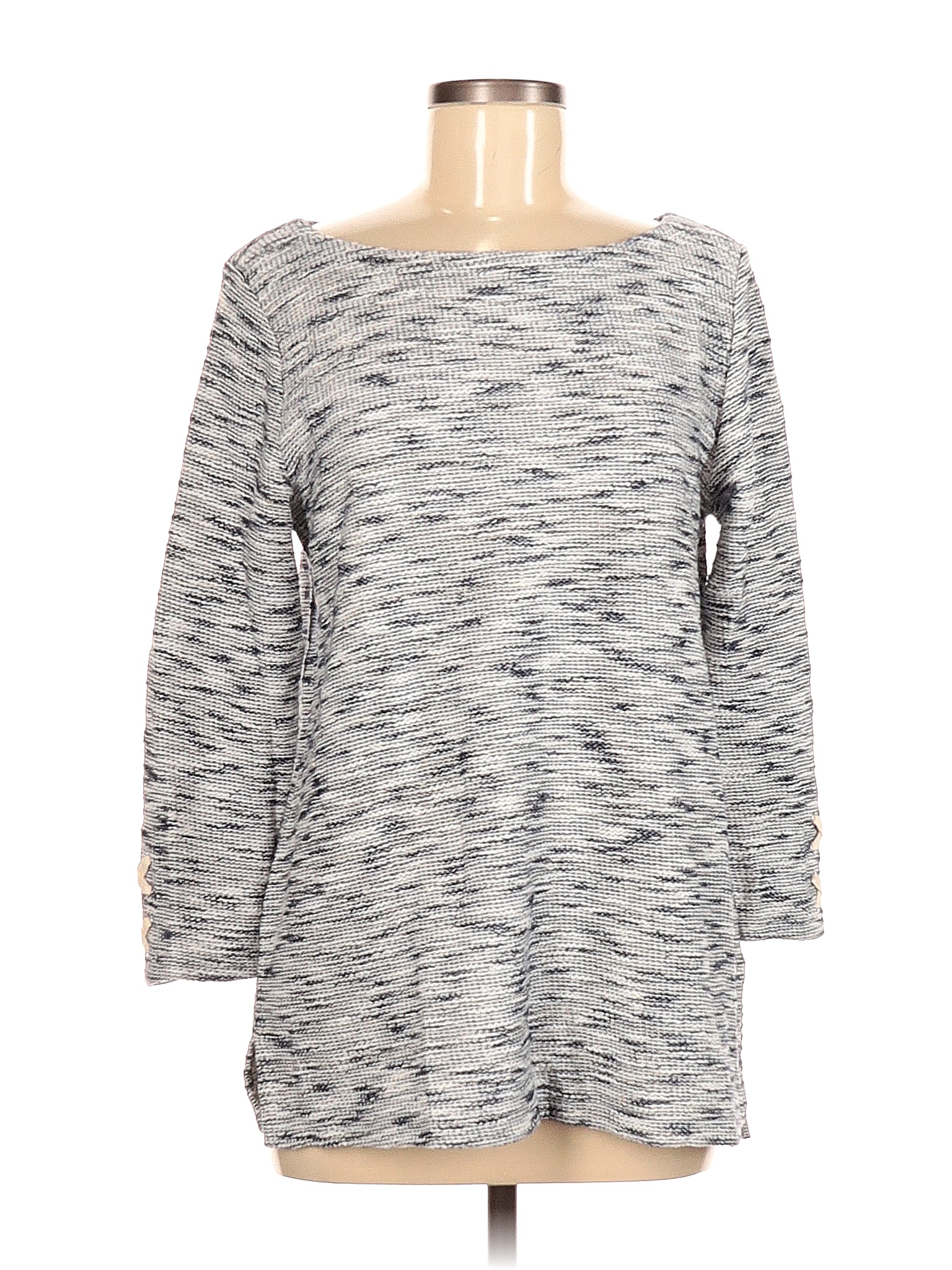 Talbots Color Block Marled White Long Sleeve Top Size M - 90% off | thredUP