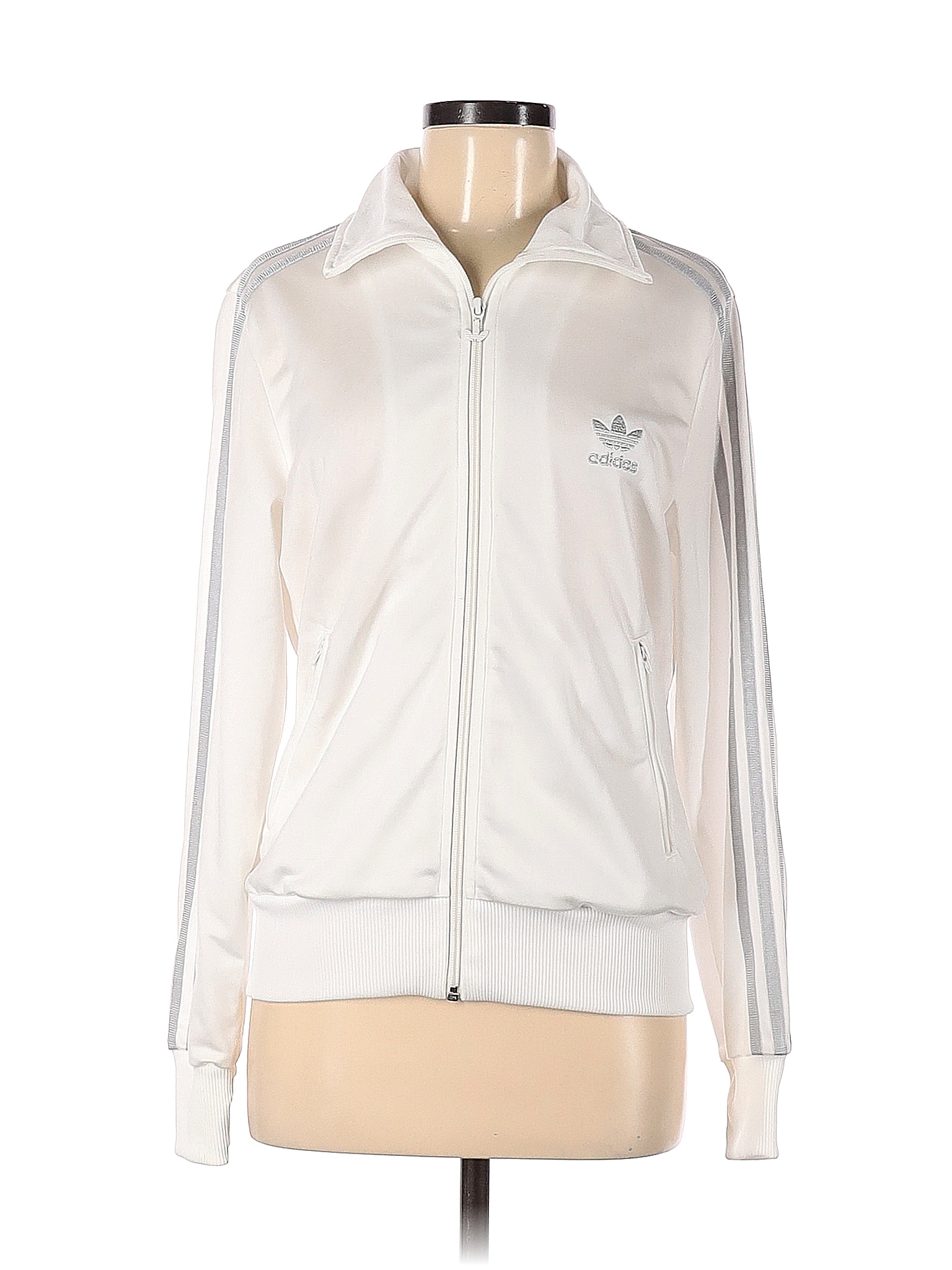 Adidas 100% Polyester Solid White Track Jacket Size L - 64% off | ThredUp