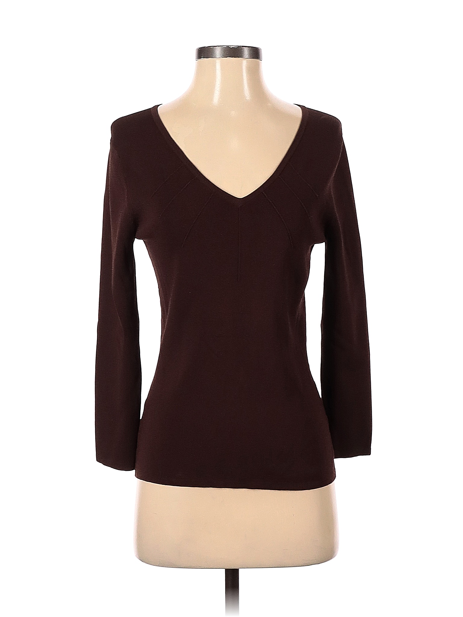 Cable & Gauge Solid Color Block Brown Long Sleeve Top Size S - 72% off ...