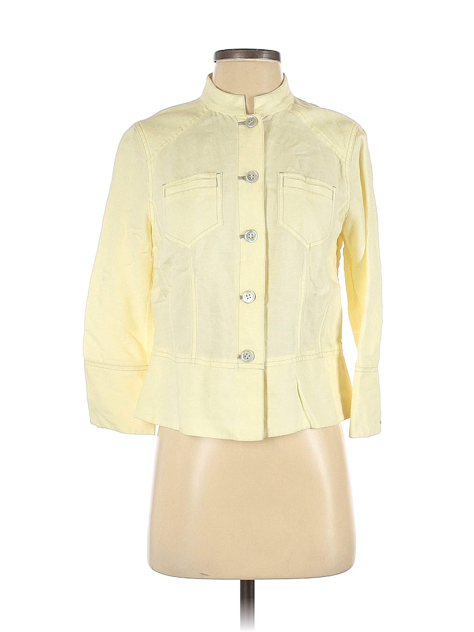 Sigrid Olsen Solid Colored Yellow Jacket Size 2 (Petite) - 95% off | thredUP