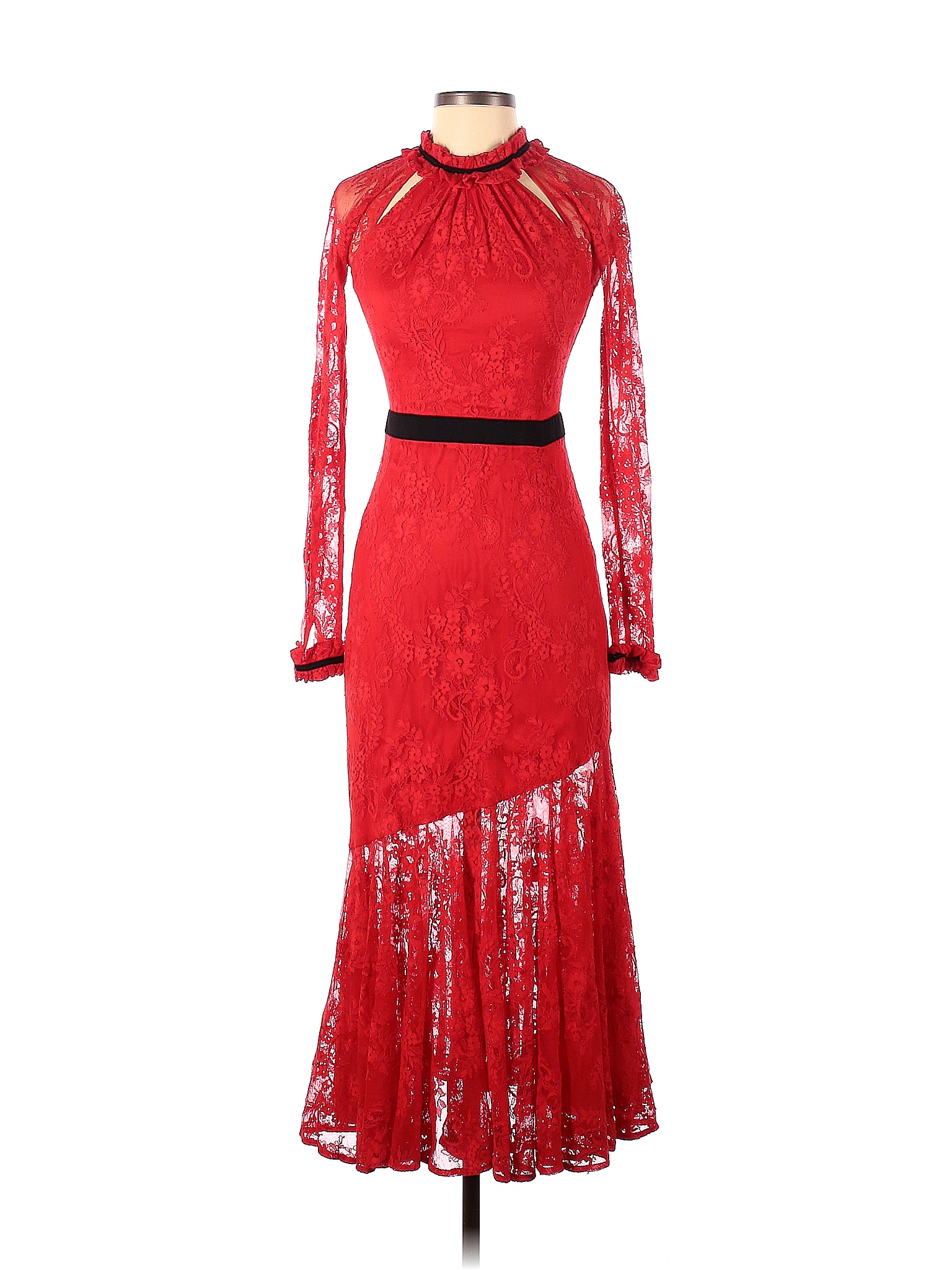 Three Floor Solid Colored Red Split Tease Dress Size 2 - 81% off | thredUP