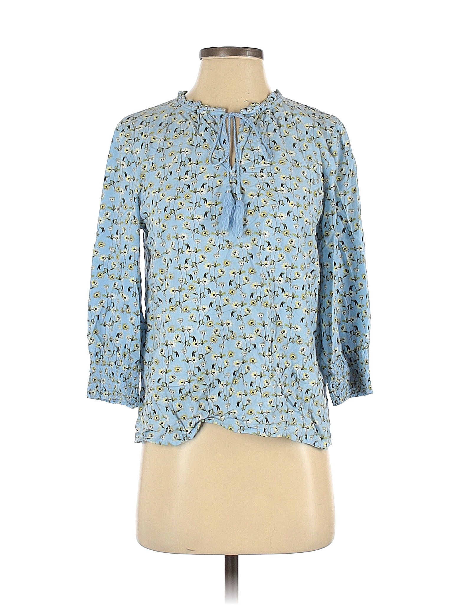 Jane and Delancey 100% Rayon Floral Blue Long Sleeve Blouse Size S - 72 ...