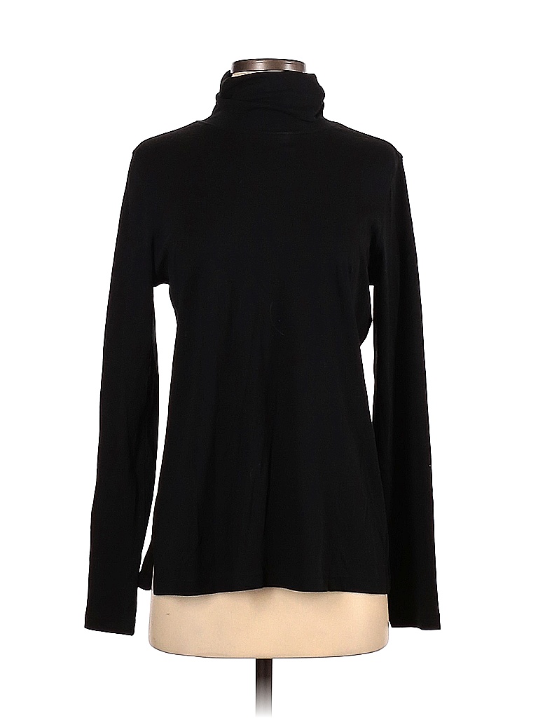 Peruvian Connection 100% Pima Cotton Solid Black Long Sleeve Turtleneck ...