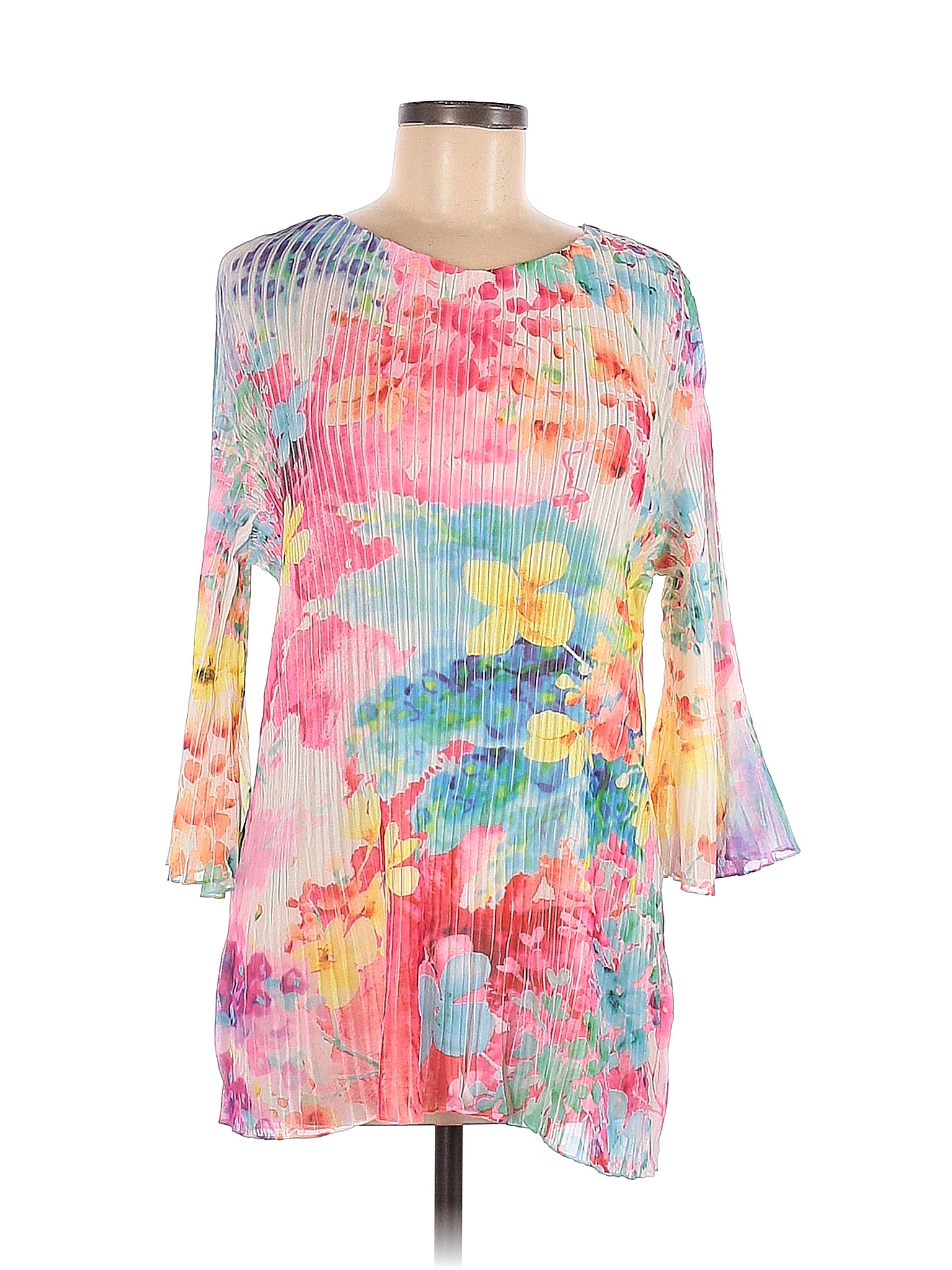 Koret 100 Polyester Floral Pink Long Sleeve Blouse Size M 88 Off