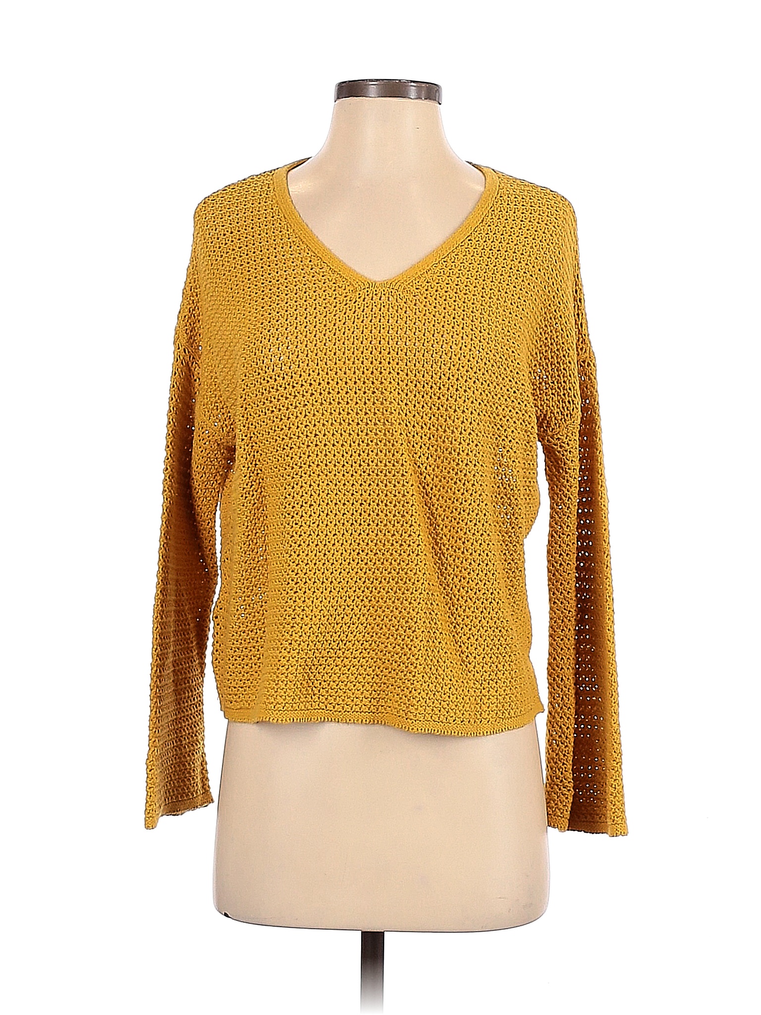 Old Navy Solid Color Block Colored Yellow Pullover Sweater Size S - 85% ...
